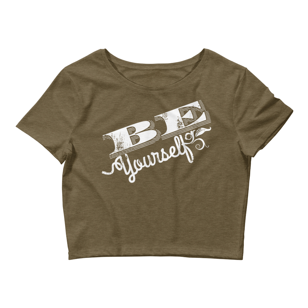 Retro Crop Top - Monochrome Be Yourself Typography Design | WearisN